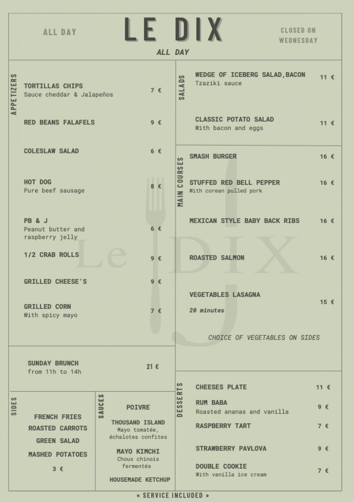 Le Dix Auxerre - Nos Menus