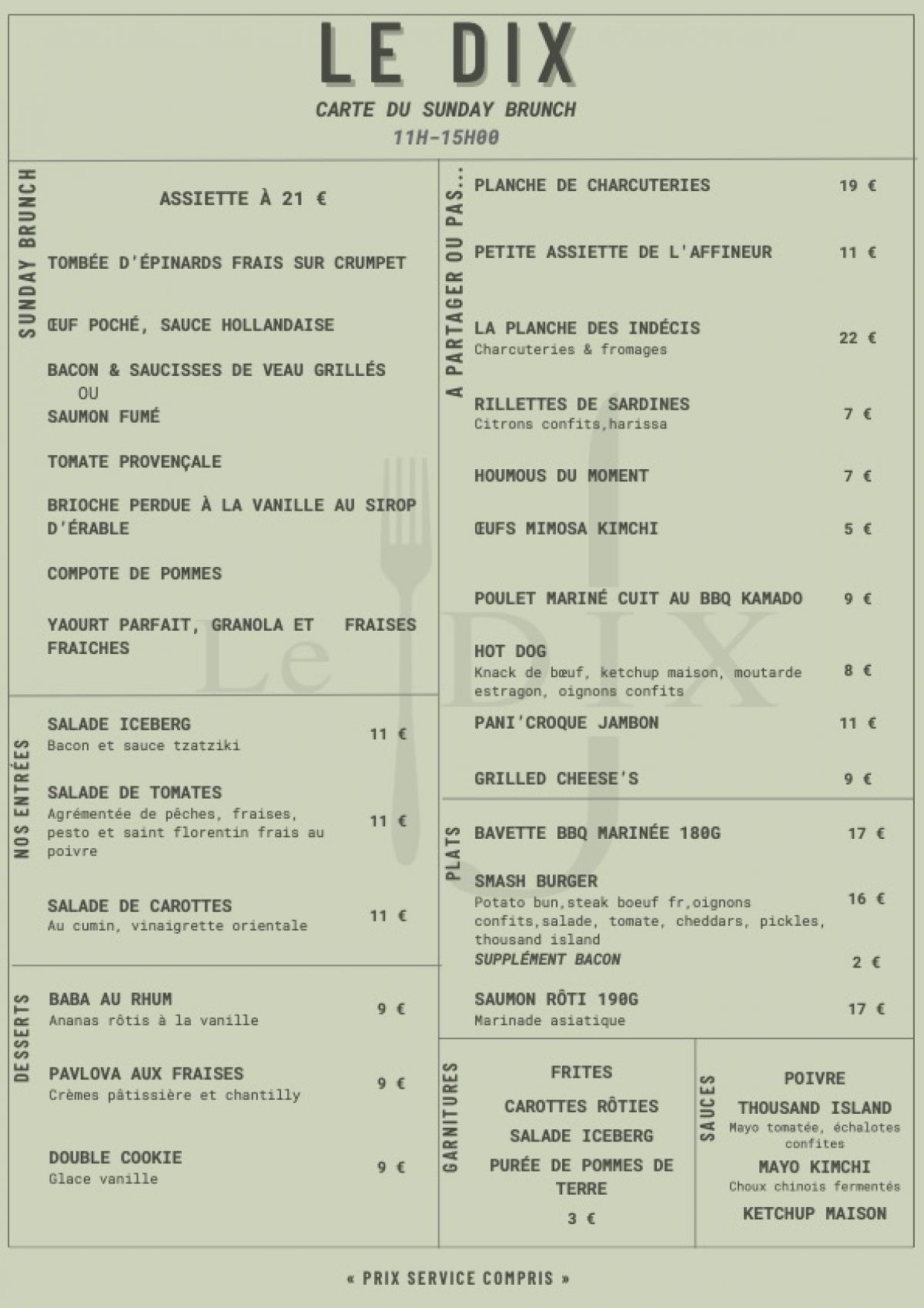 Le Dix Auxerre - Nos Menus